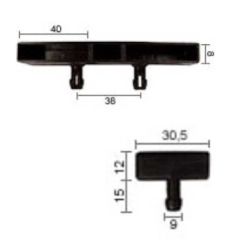 Plastic clip-on double slat fittings of 38x8mm | Spot Literie